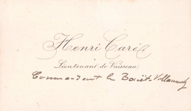 ANCIENNE CARTE DE Visite Militaire Henri Caré Lieutenant De Vaisseau ...