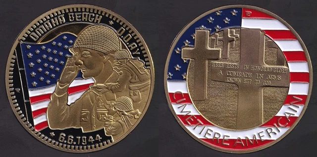 WORLD WAR II Normandy Landing Omaha Beach Gold-Plated Token/Medal ...