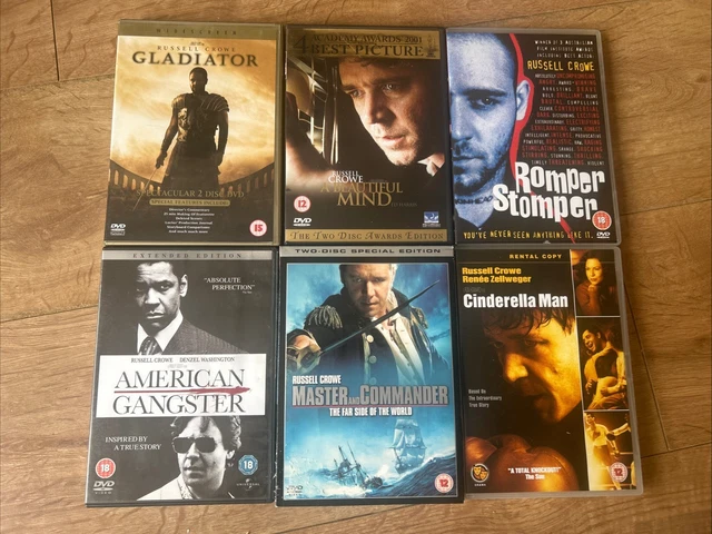 RUSSELL CROWE DVD Collection Gladiator, Beautiful Mind, Cinderella Man ...