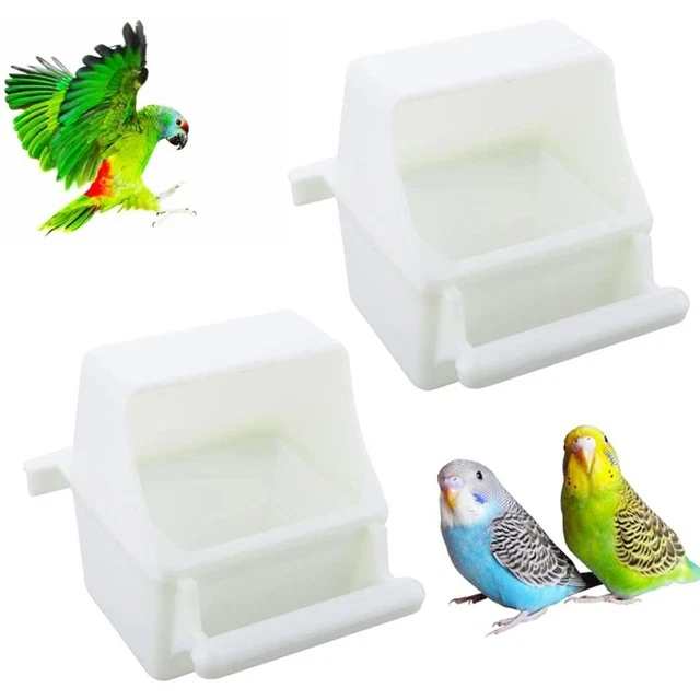 BIRD FEEDER WITH Perch Plastic Parakeet Dispenser for Cage Splash-Proof ...