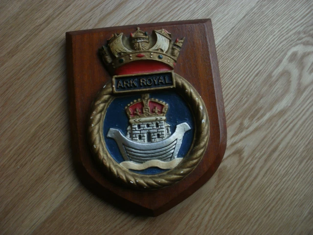 ROYAL NAVY HMS Ark Royal oak ships crest large £35.00 - PicClick UK