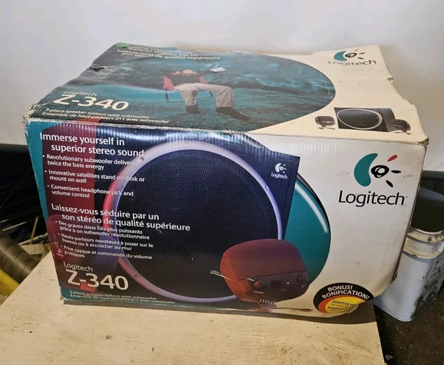 LOGITECH Z-340 COMPUTER Speaker Pair & Self Powered Subwoofer Black $99 ...