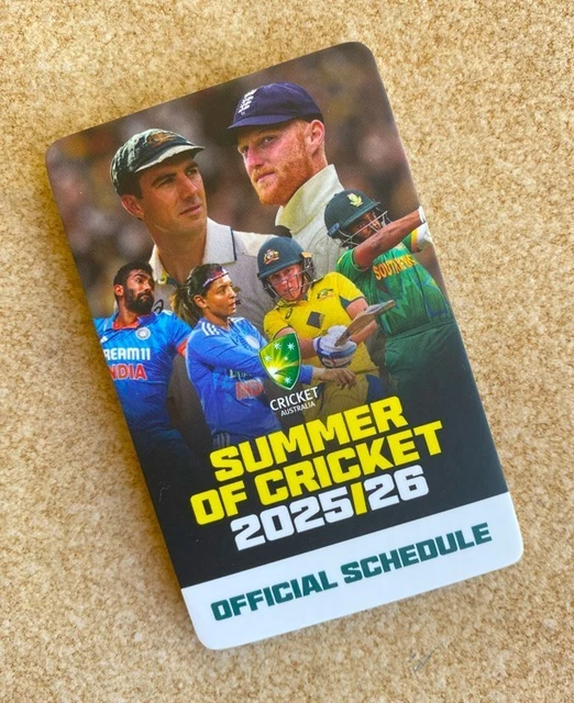 CRICKET AUSTRALIA 2025-26 official schedule fixture card $23.50 ...