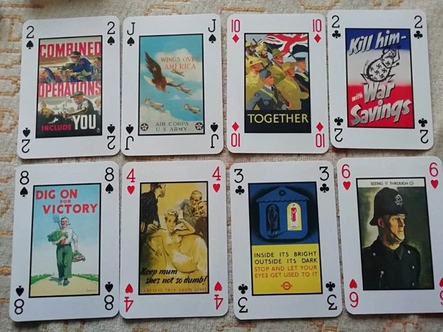 VINTAGE SINGLE PLAYING card SECOND WORLD WAR ART POSTERS - Choose your ...