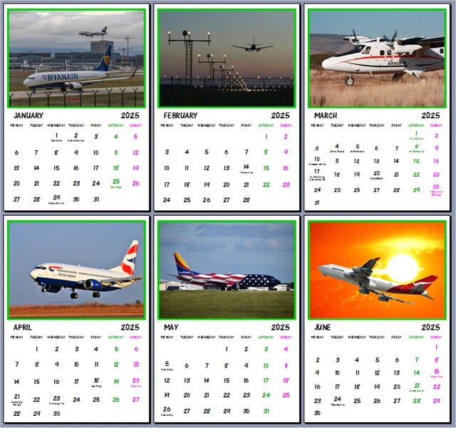 AEROPLANE 2025 CALENDAR A4 Size Planner Wall Birthday Christmas Gift ...