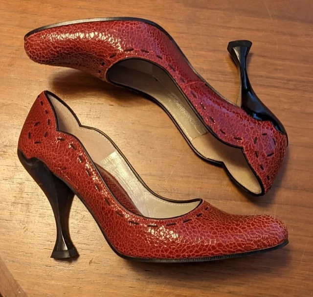 JOHN FLUEVOG LISTENS: AUDREY PUMPS 7/6.5 CRACKLED LEATHER HEELS SHOES ...