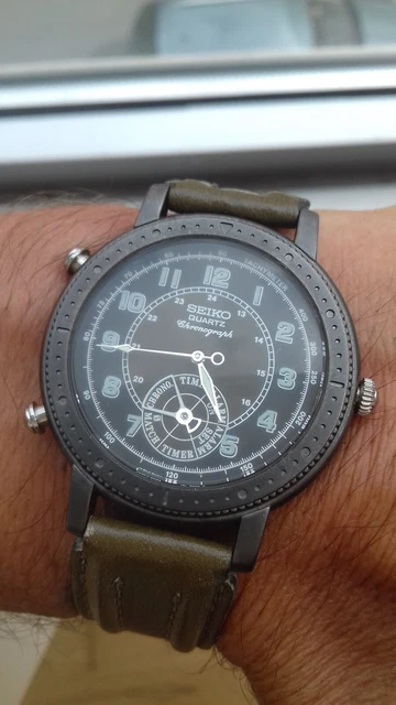 SEIKO MAGIC HANDS SDTV15J CHRONOGRAPH BLACK Vintage Uhren NOS Montre ...