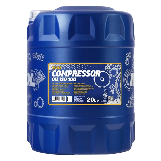 20 (1X20) LITRE MANNOL Compresseur Oil Iso 100 - din 51506 Vbl , Vcl ...