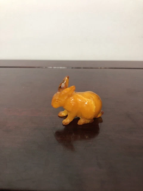 RABBIT NATURAL HANDMADE Carved Genuine Real Baltic Amber 0.2 Oz $60.00 ...