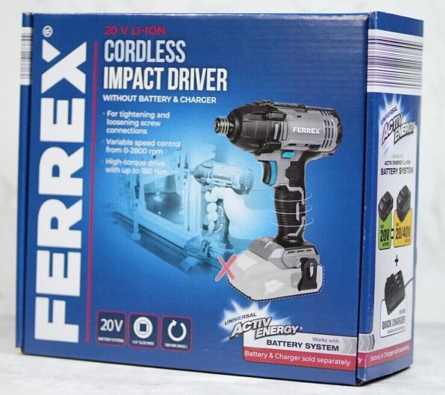 FERREX 20V LI-ION Cordless Compact Impact Driver Bare Unit 2024 ...