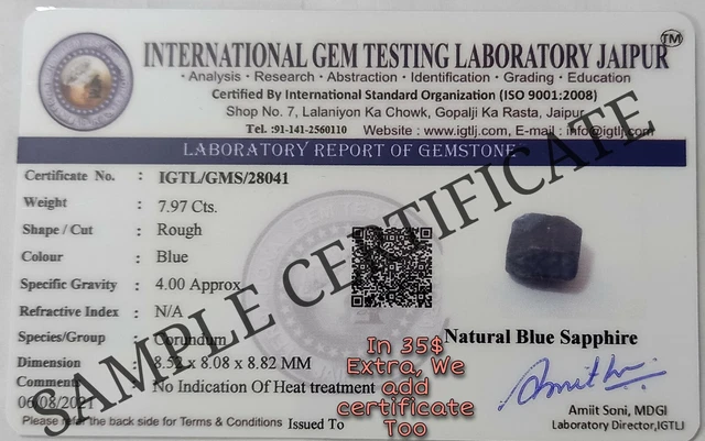 AAA NATURALE CEYLON Zaffiro Blu Certificato Gemma Grezzo Lotto 5000 KT - 1 KG Di EUR 276,33 ...