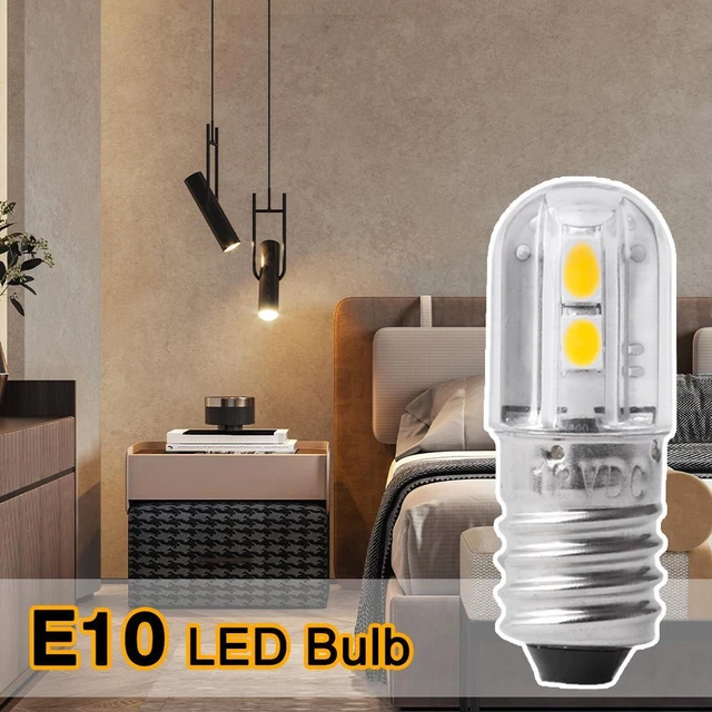 LAMPADA LAMPADINA LED 6V 12 V E10 COB Base Vite Torcia Bianca/Calda ...