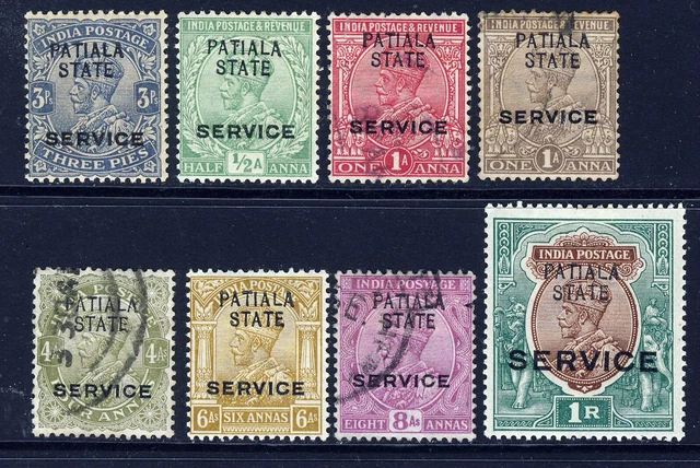 PATIALA INDIA KG V 1913-26 Officials Patiala State Service Sg O35 - O43 ...