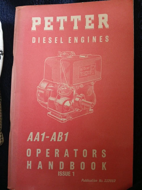 PETTER STATIONARY DIESEL engine AA1-AB1 operators handbook Issue 1 £7. ...