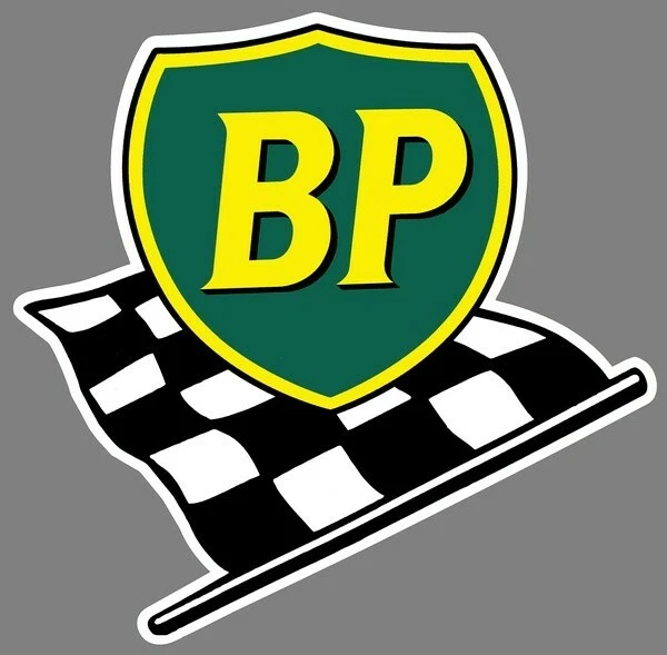 CAR STICKER - BP Gasoline with Racing Flag - Set of 2 - 100mm Cut To ...