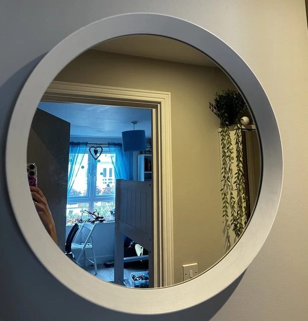 IKEA LANGESUND MODERN white round mirror 50 cm diameter Excellent ...