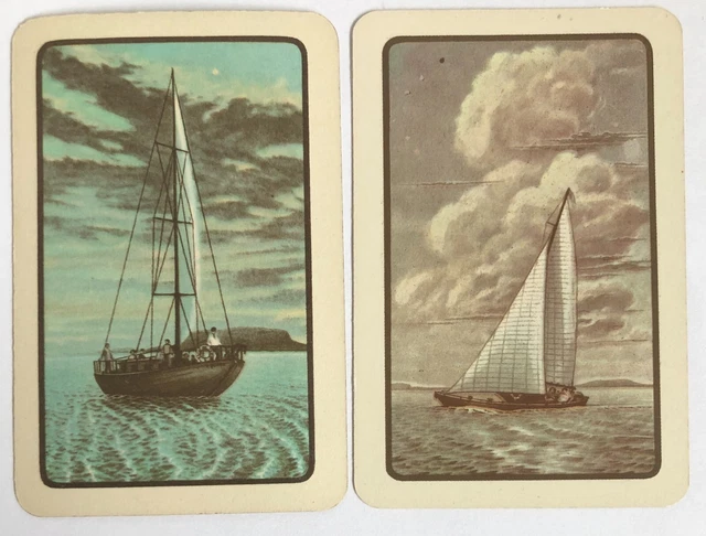 SAILING SHIP YACHT Sail Boat People Scene Vintage Mono Artist Swap ...