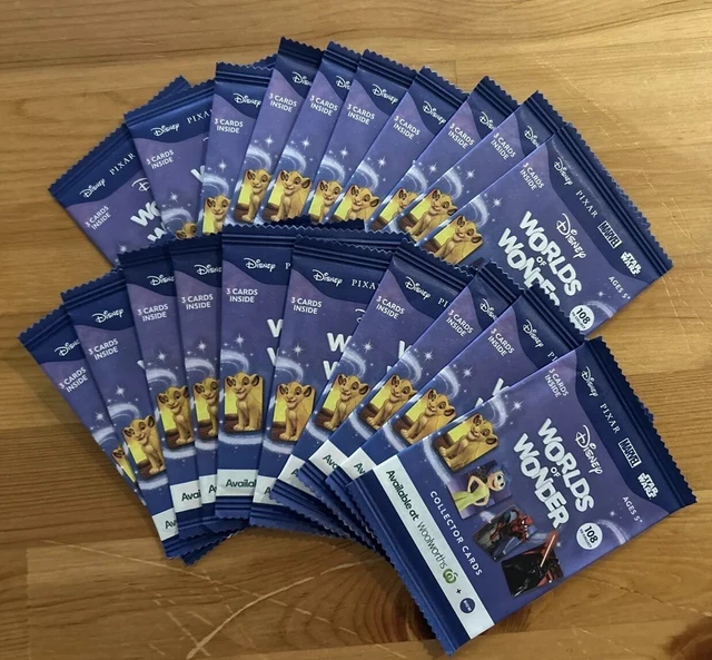 NEW WOOLWORTHS 2024 Disney Worlds Of Wonder Collector Cards x 20 Packs ...
