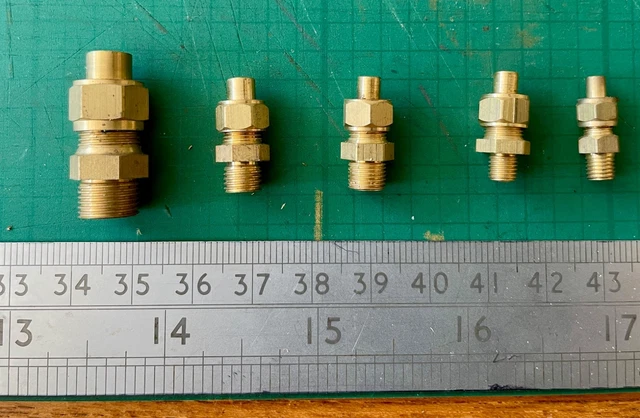 THREADED PIPE UNIONS, nuts & cones 3/32"- 1/4" pipes. Live steam. Fyne ...