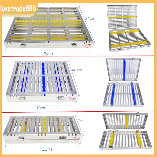 DENTAL AUTOCLAVE CASSETTE Tray Rack metal Box Instrument Sterilization5 ...