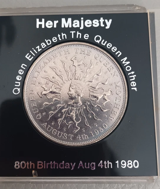 SILVER QUEEN ELIZABETH II Mother Happy Birthday Coin Vintage 1900 1980 ...