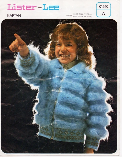 ~ VINTAGE 1970S Lister-Lee Knitting Pattern For Child's Fluffy Zip-Up ...
