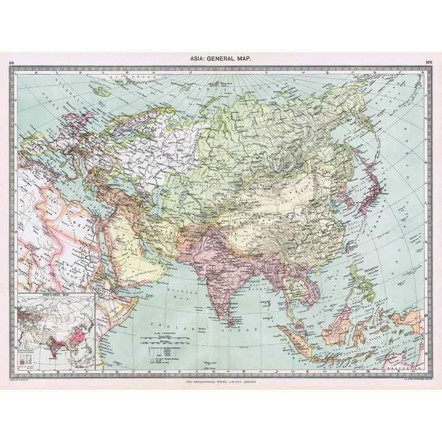 ANTIQUE MAP 1906 - Asia (General Map) - Harmsworth Atlas £10.99 ...