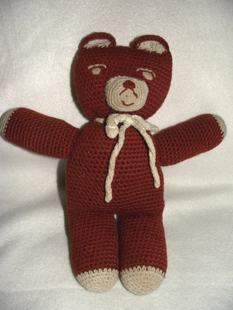 ALTER BÄR TEDDY Teddybär hand/gehäkelt 40er Jahre old teddy bear hand ...