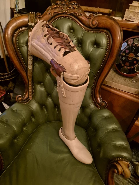 VINTAGE ANTIQUE PROSTHETIC Leg - Mid Century - Leather & Metal ...