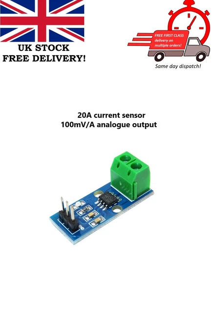 20A ACS712 MODULE Hall effect-based current sensor Arduino, Raspberry PI/PICO £4.25 - PicClick UK