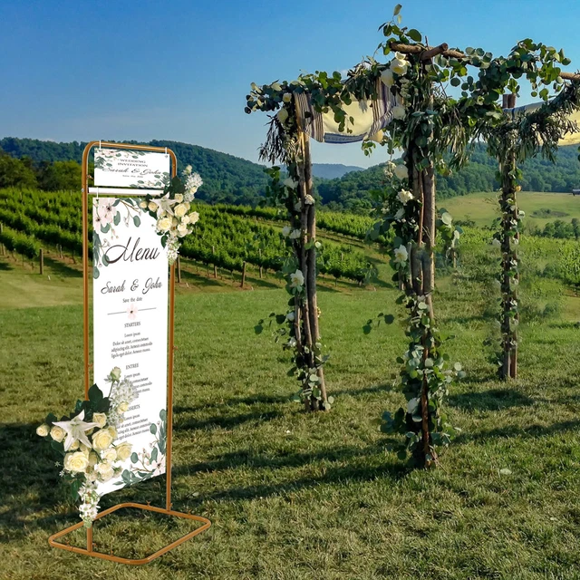 GOLD 4.9FT WEDDING Sign Stand Reception Welcome Poster Rack Photos ...