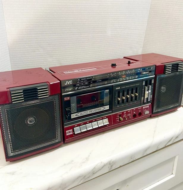 VINTAGE JVC PC-37 Portable Cassette Radio BoomBox Stereo VERY RARE RED ...