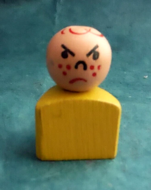 VINTAGE ANGRY FACE all wood little people from fisher price £4.73 ...