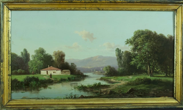 PAINTING ANTIQUE ALFRED Godchaux Landscape Anime Mountain Pyrenees ...