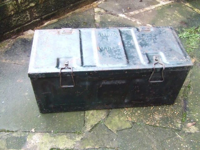 VINTAGE AMMO BOX/ dated 1944/army ammo box/vintage metal toolbox £21.52 ...