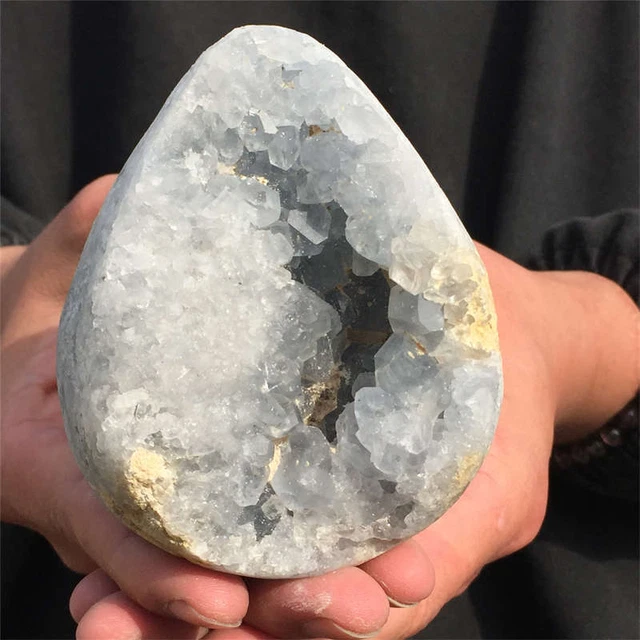 710G NATURAL BLUE Geode Stone Quartz Crystal Specimen Mineral Healing ...