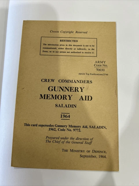ORIGINAL 1964 BRITISH Army Saladin AFV Crew Commanders Gunnery Memory ...
