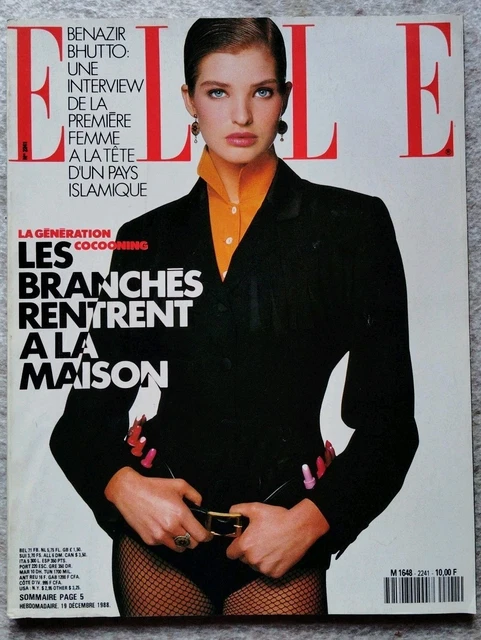 FRENCE ELLE DEC.1988 Cover Rachel Hunter, Inside Pages Carla Bruni EUR ...