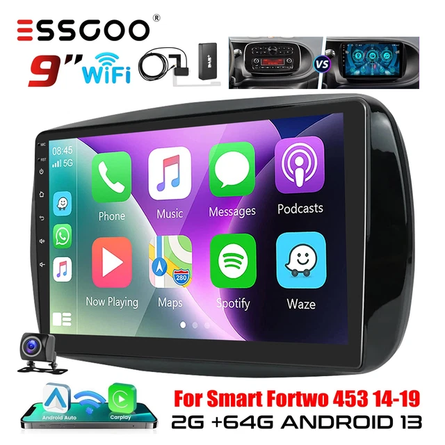 ANDROID 13 64G DAB+ Carplay Autoradio GPS Nav Cam Für Smart Fortwo 453 2014-2019 EUR 169,99 ...
