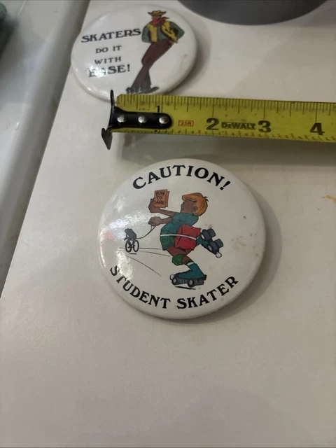 RARE VINTAGE SKATING Rink “Caution Student Skater” Pin Back £18.12 - PicClick UK