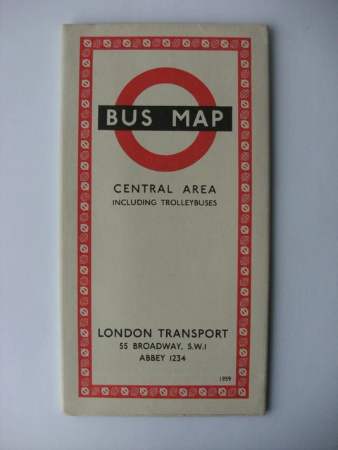 1959 LONDON TRANSPORT Central Buses Route Map No 1 (Shop Ref LC6) £3.95 ...