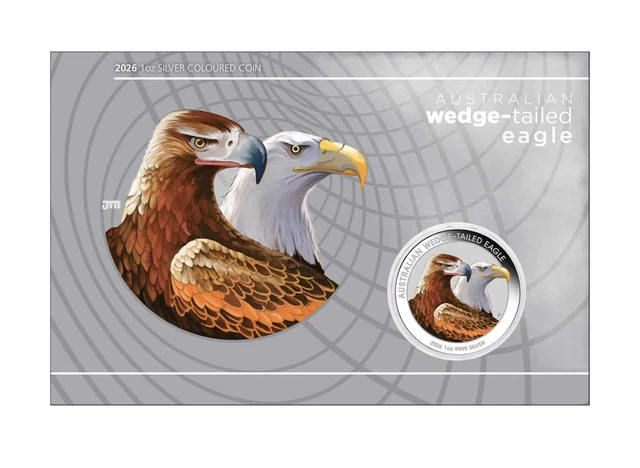 NEW - 2026 Perth Mint Wedge-Tailed Eagle 1oz Silver Coloured Coin, 2500 ...
