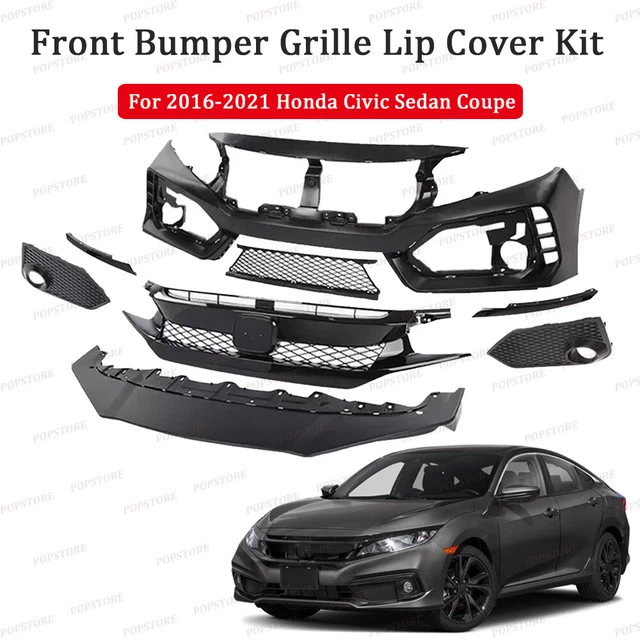 TYPE R STYLE Front Bumper Cover W/Grille W/Lip For 16-21 Honda Civic ...