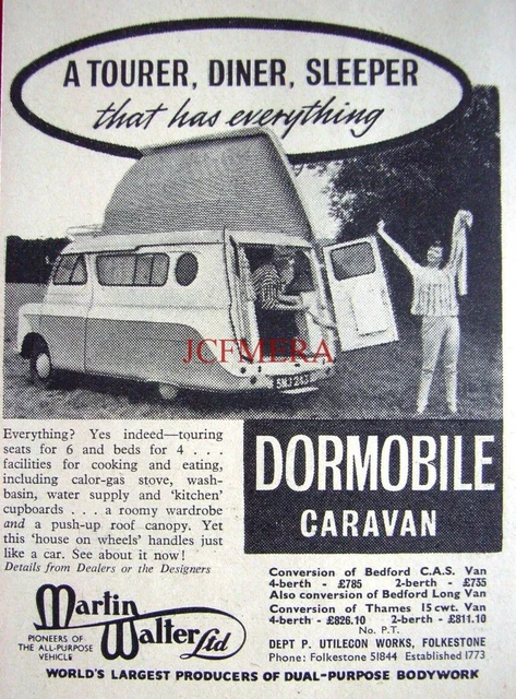 'DORMOBILE' BEDFORD VAN Motor Caravan Conversion Advert : Small 1959 ...