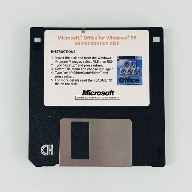 MICROSOFT® OFFICE FOR Windows® 95 Demonstration Disk - Rare 3.5" Floppy ...