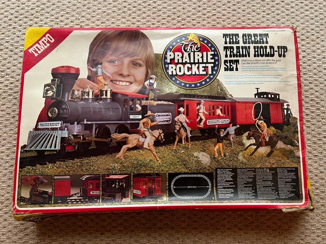 RARE & VINTAGE Timpo Prairie Rocket The Great Train Hold-Up Train Set £ ...