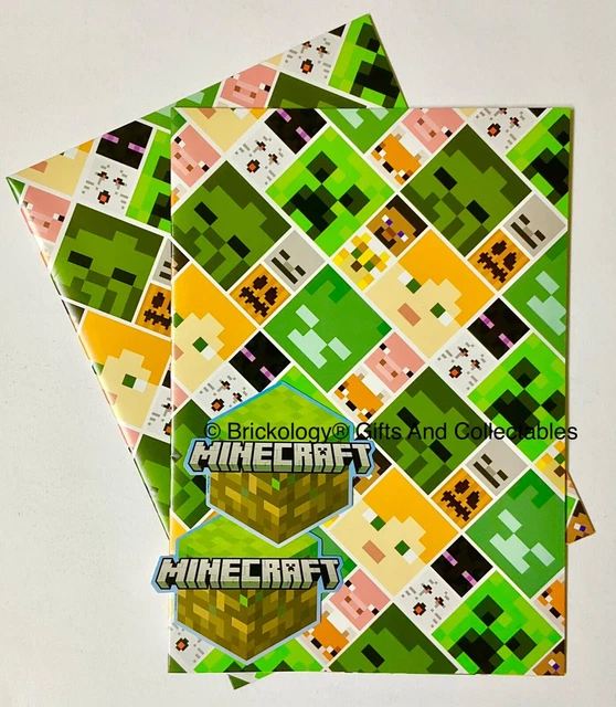 MINECRAFT CHARACTER WRAPPING Paper Pixel Gaming 8 Bit Faces 2 Sheets 2 ...