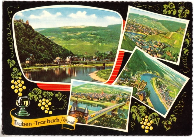 CARTE POSTALE, TRABEN-TRARBACH, quatre illustrations, conçue vers 1961 ...