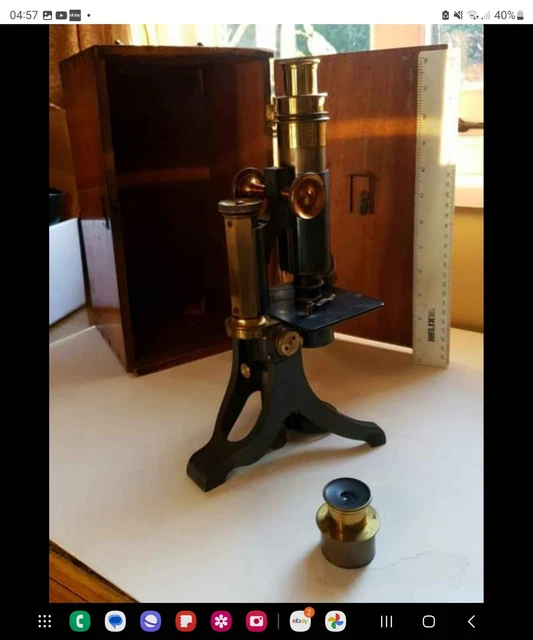 ANTIQUE C19 BRASS Microscope by maker H. P Aylward of Manchester with ...