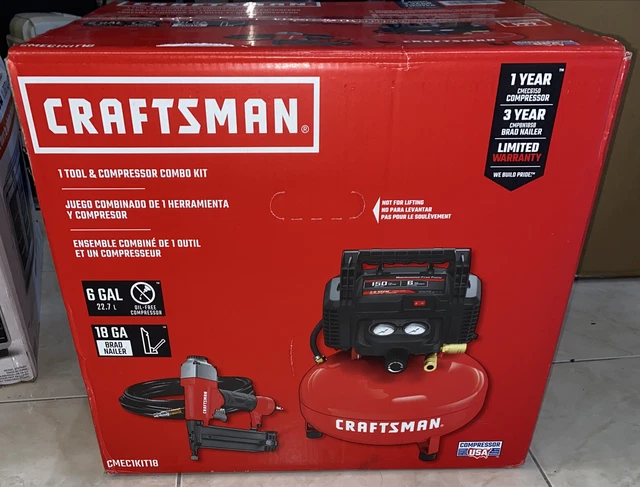 CRAFTSMAN 6-GALLON PORTABLE Air Compressor Combo Kit, 1 Tool ...